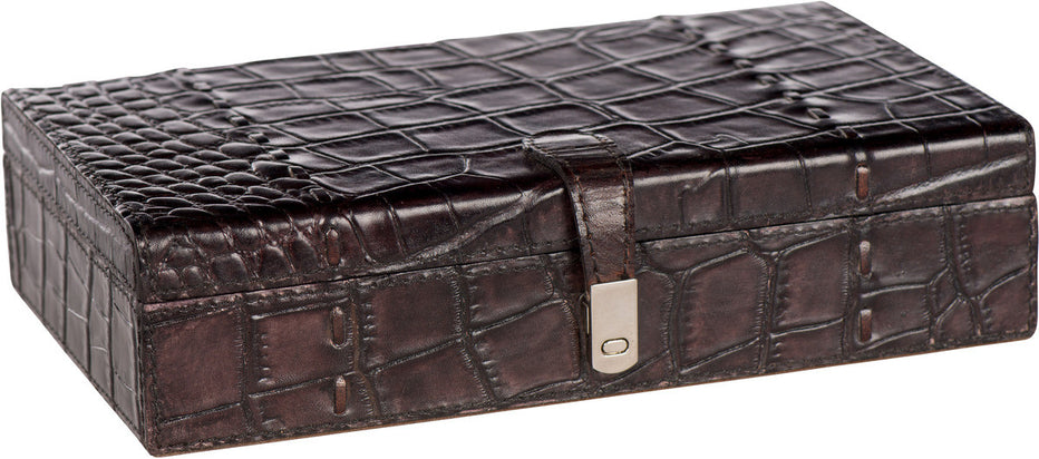 Dark Brown Croc Leather Box – Bradburn Home