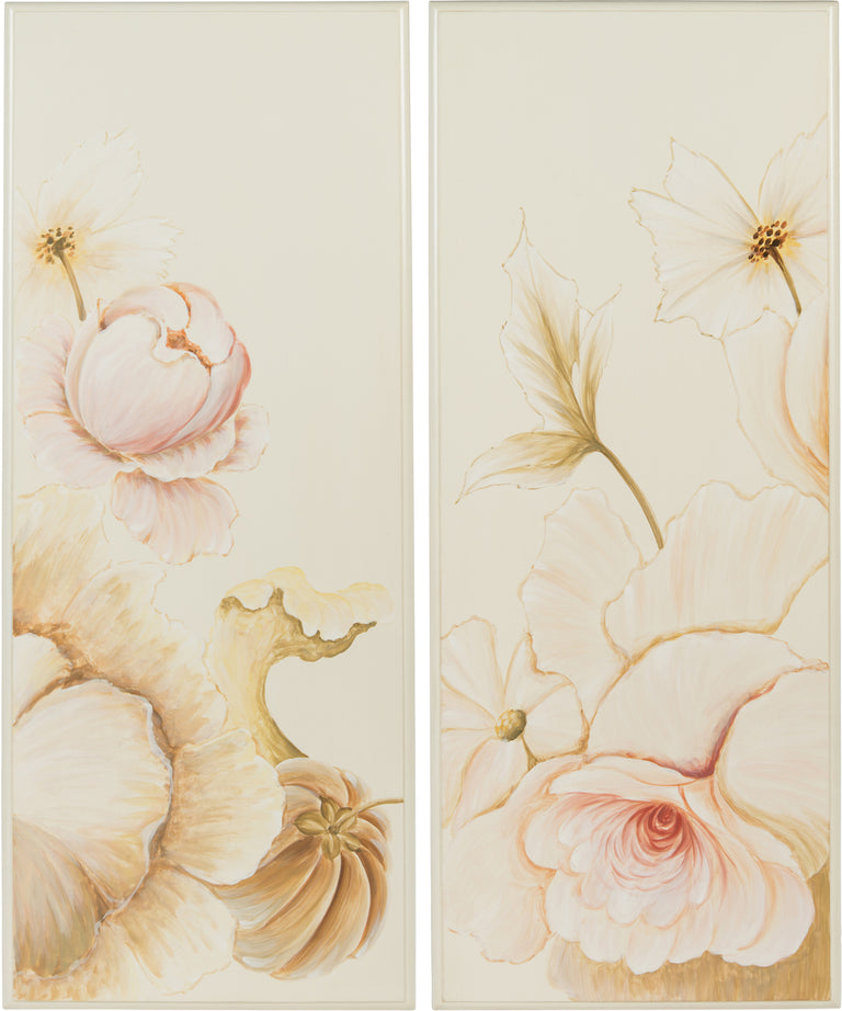 S/2 Cream Flora Panels – Bradburn Home