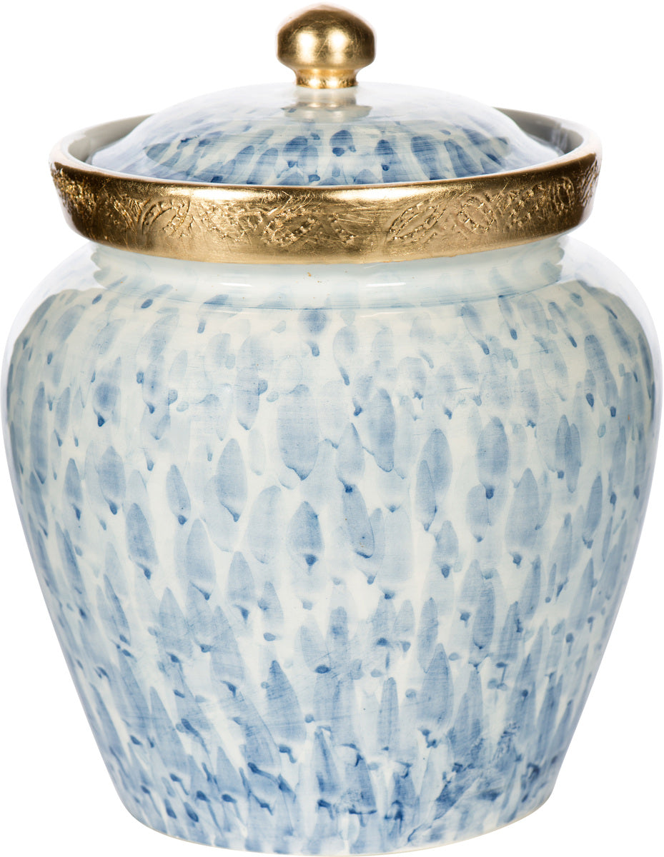 Large Blue And White Round Jar - Bradburn Home