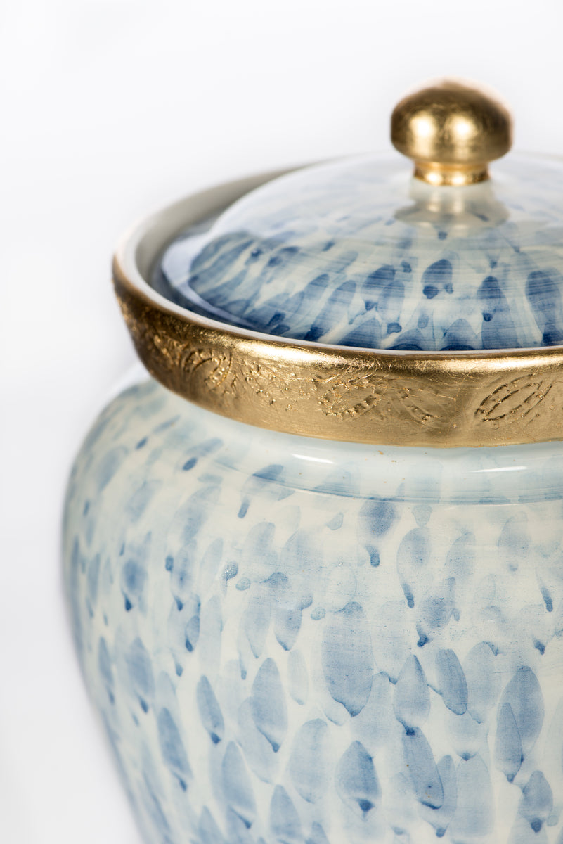 Large Blue And White Round Jar – Bradburn Home